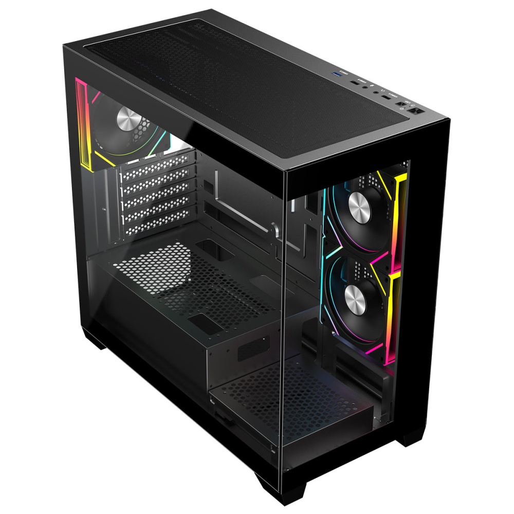 CiT Mercury Black Micro-ATX Gaming Case With Two-Sided Tempered Glass ...